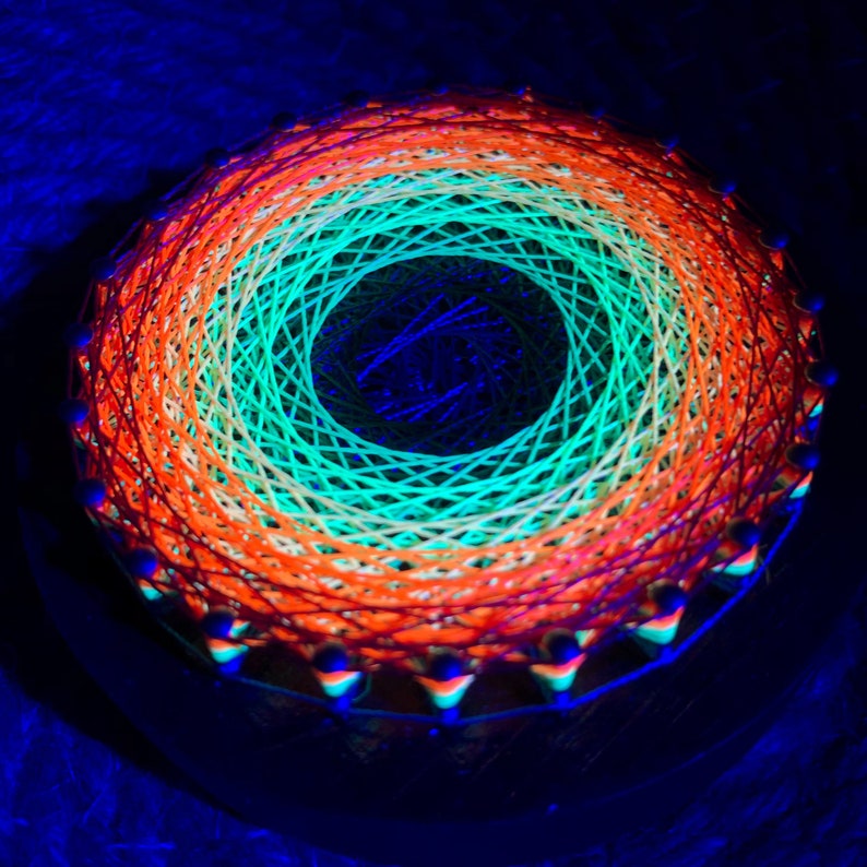 UV Psychedelic Tiny Rainbow Mandala String Art,8cm/3 Inches,handmade Wall Art,3d,black Light ...