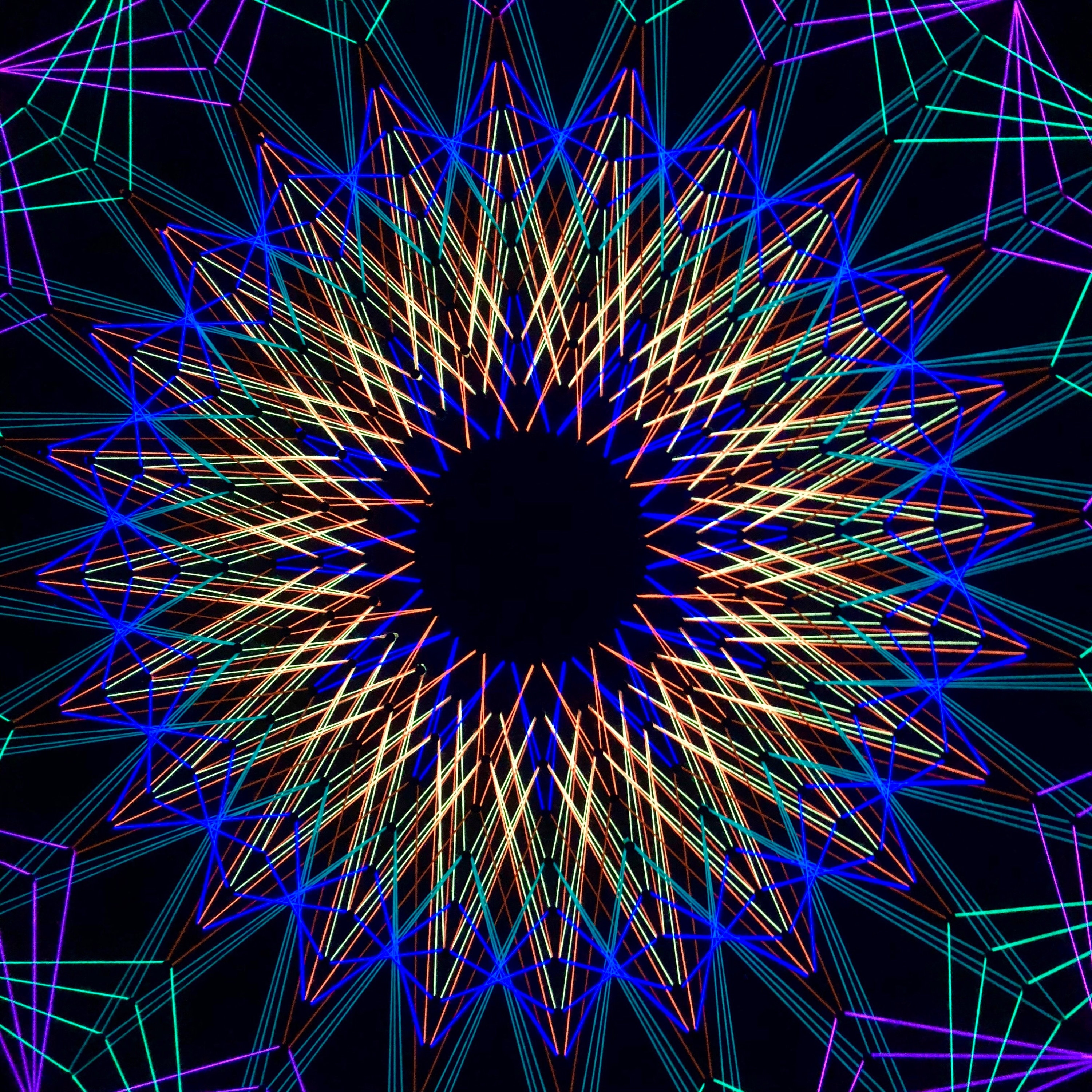 UV String Art Psychedelic Mandala ,50x50cm/19.7 Inches,handmade 3D Wall ...