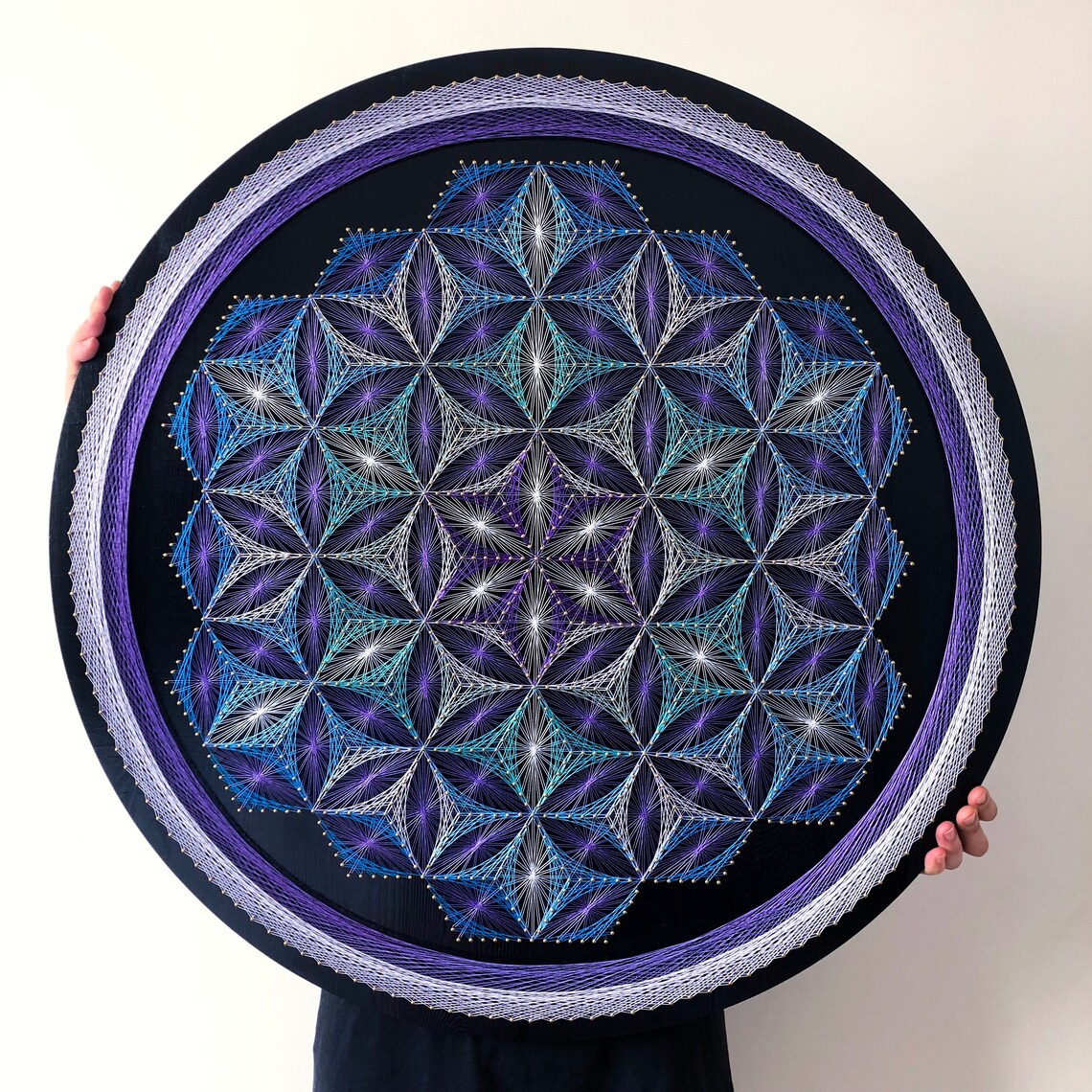 Magic Purple & Blue Flower of Life String Art,psychedelic Uv Wall Decor ...