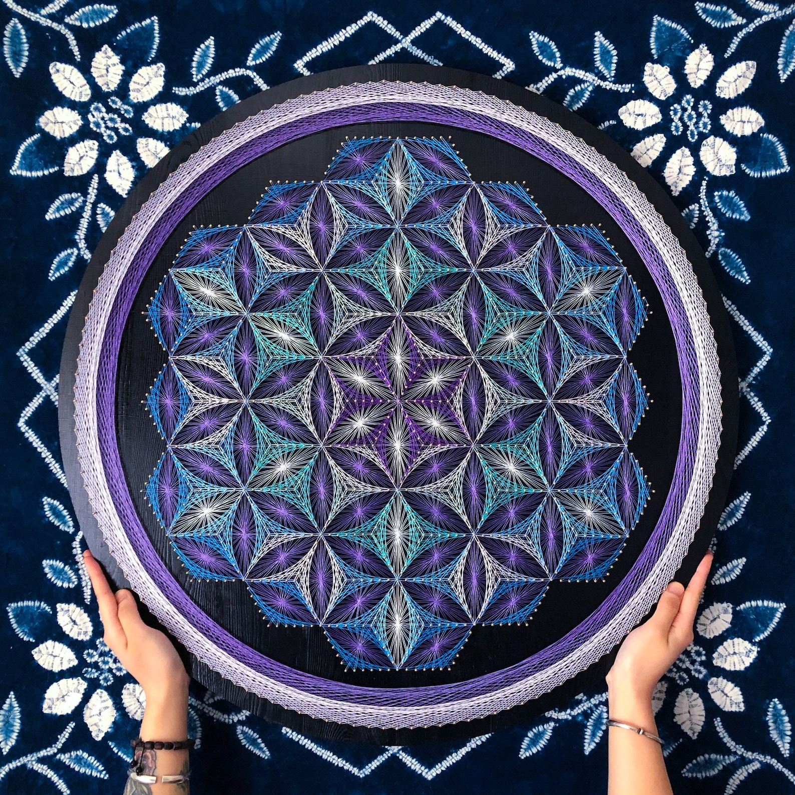 Magic Purple & Blue Flower of Life String Art,psychedelic Uv Wall Decor ...