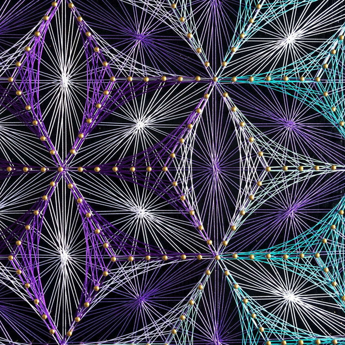 Magic Purple & Blue Flower of Life String Art,psychedelic Uv Wall Decor ...