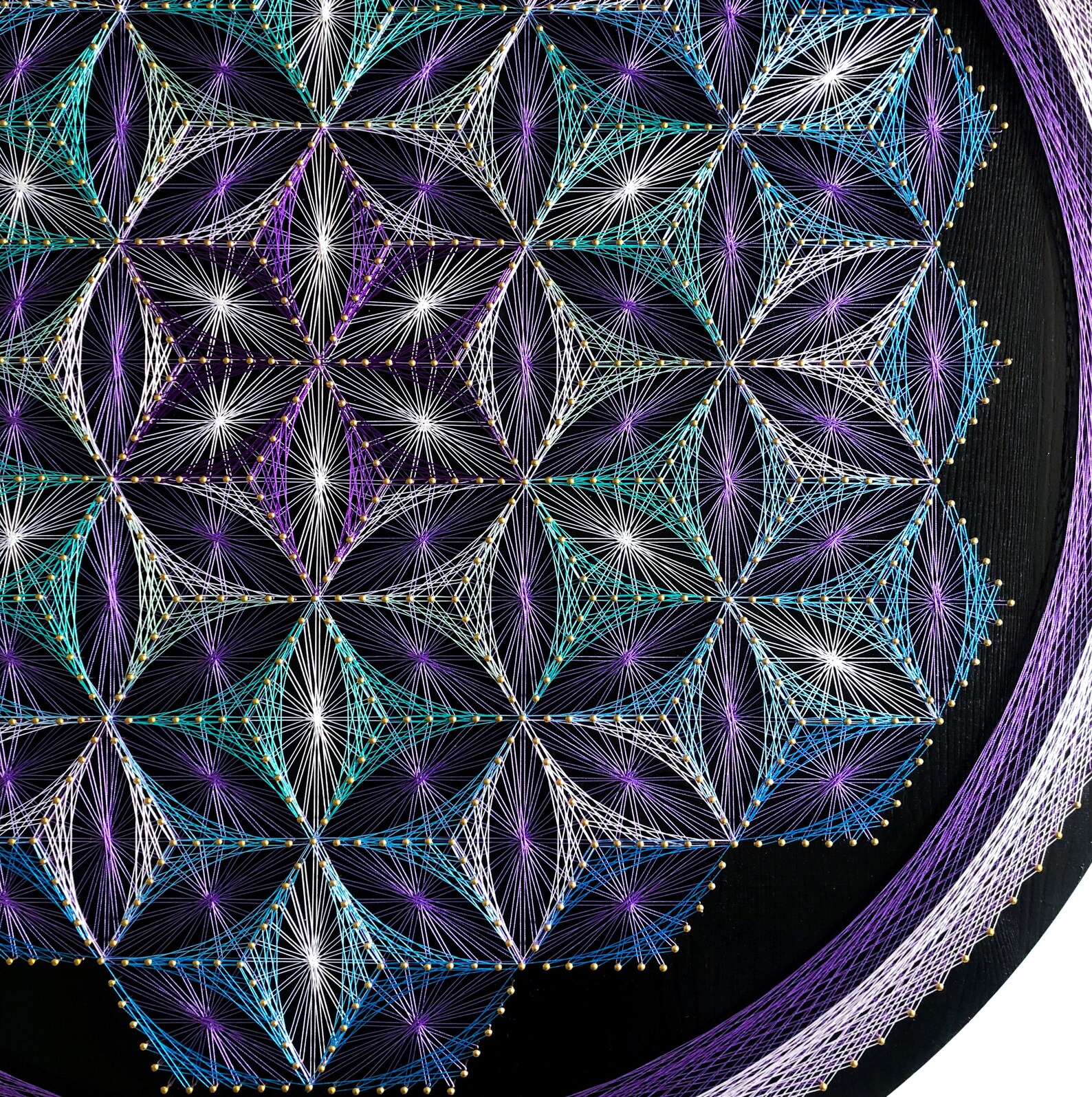 Magic Purple & Blue Flower of Life String Artpsychedelic Uv - Etsy