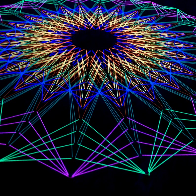 UV String Art Psychedelic Mandala ,50x50cm/19.7 Inches,handmade 3D Wall ...