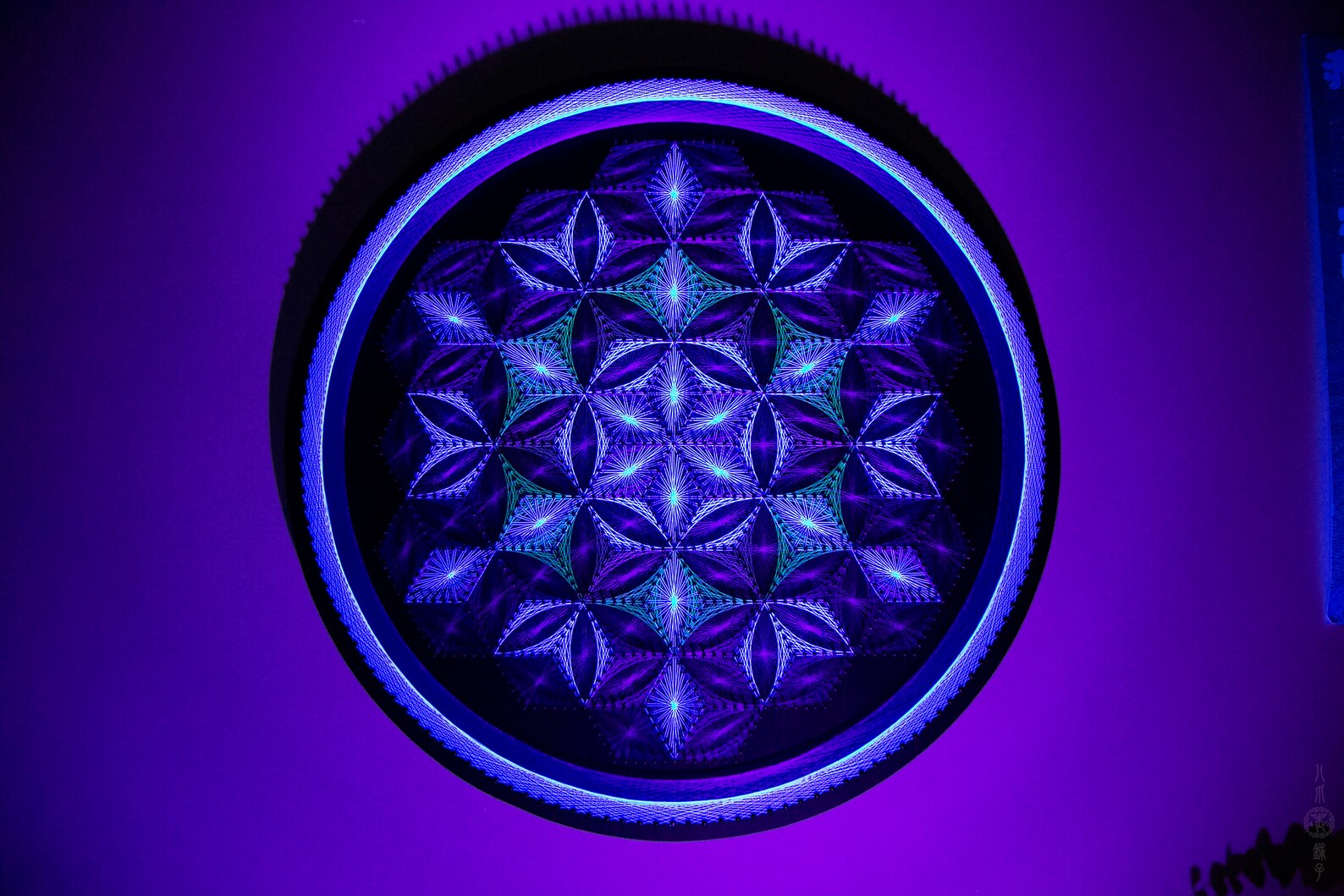 Magic Purple & Blue Flower of Life String Art,psychedelic Uv Wall Decor ...