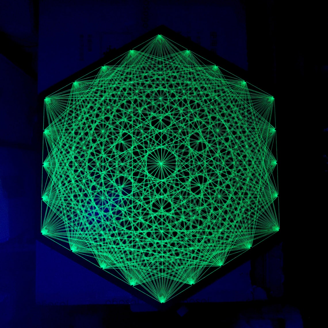 UV Hexagon Mandala Psychedelic String Art,60x52cm/23.6x20.4inches ...
