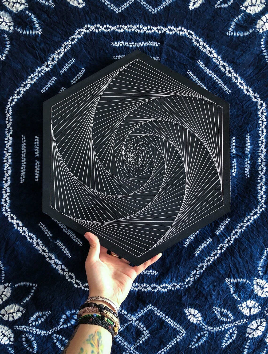 Pure White.hexagon Spiral.uv Psychedelic String Art. Handmade - Etsy