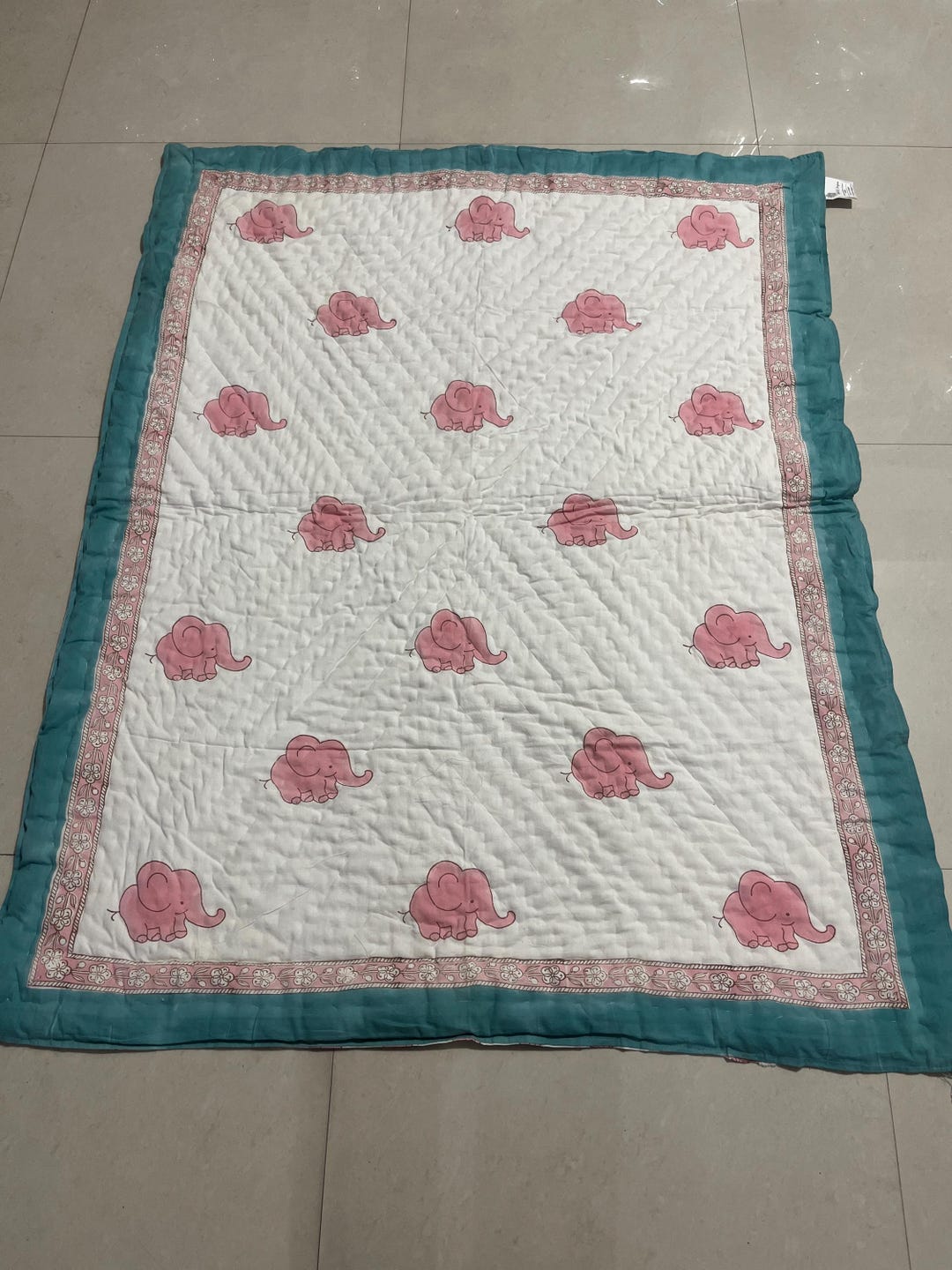 New Toddler Quilt, Indian Razai, Block Print Elephant Quilt,cotton ...