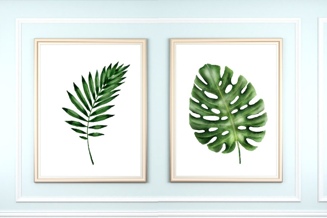 Set of 2 Leaves Printable Wall Art, Leaves Print, Nature Wall Art ...