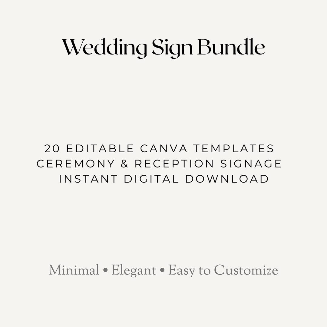 20 Editable Canva Templates | Minimalist Ceremony & Reception Signs ...