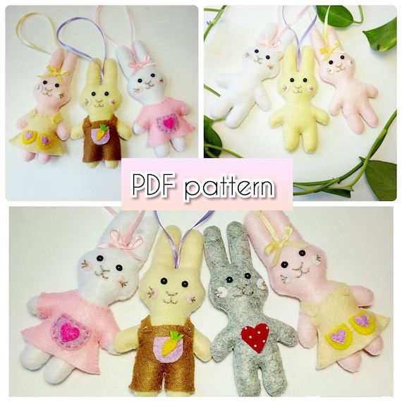 Felt Bunny PDF Pattern Easter Bunny Sewing PDF Tutorial | Etsy