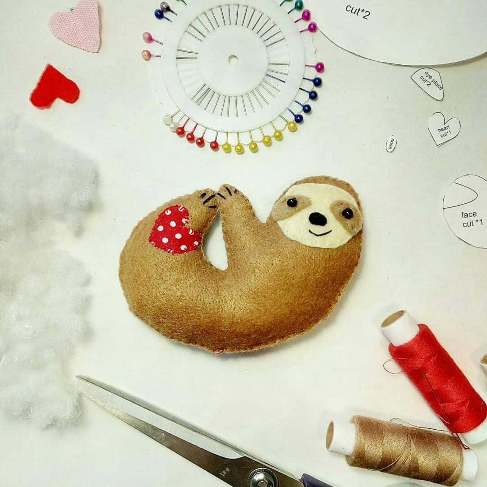 Felt Sloth PDF Pattern, Sloth Sewing PDF Tutorial, Sloth Ornament ...