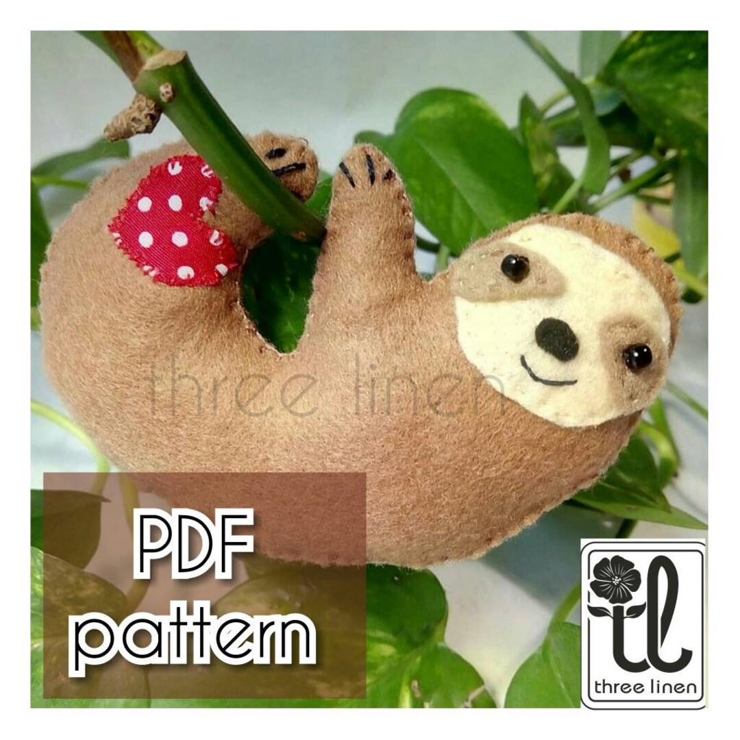 Felt Sloth PDF Pattern, Sloth Sewing PDF Tutorial, Sloth Ornament ...