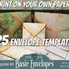 25 Printable Envelope Template Kit, Junk Journal Ephemera, Card Making ...