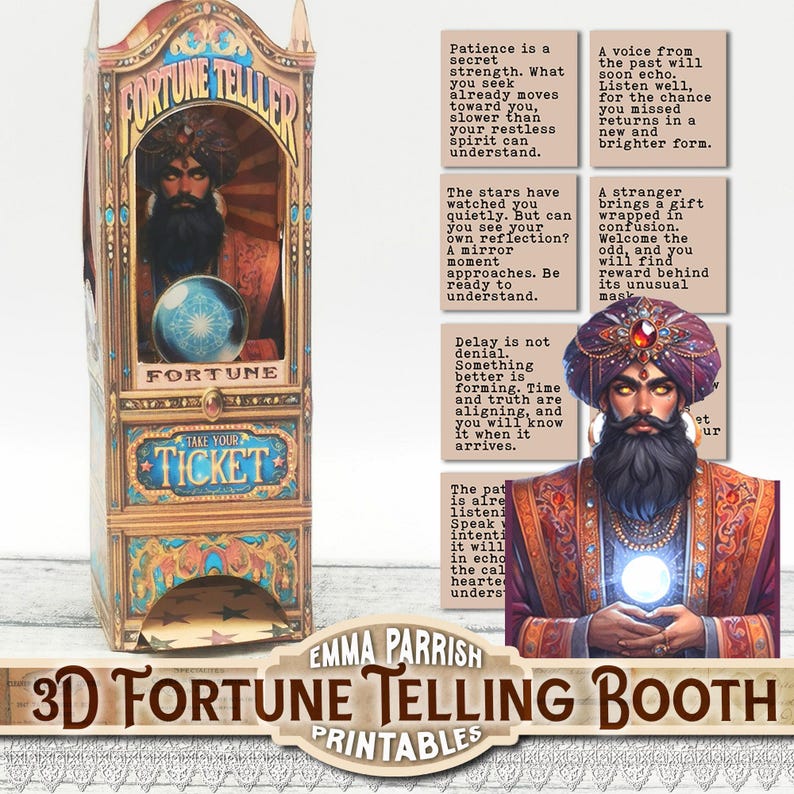 Fortune Teller Booth, Printable 3d Papercraft Kit, With Fortune Telling ...