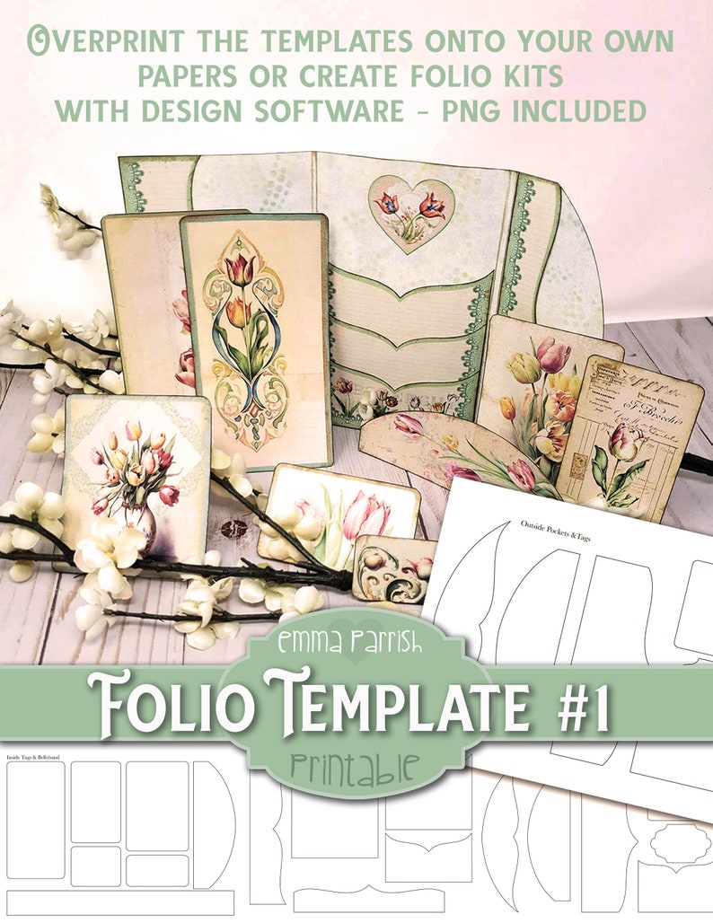 Printable Folio Template #1, Junk Journal Ephemera, Card Making ...