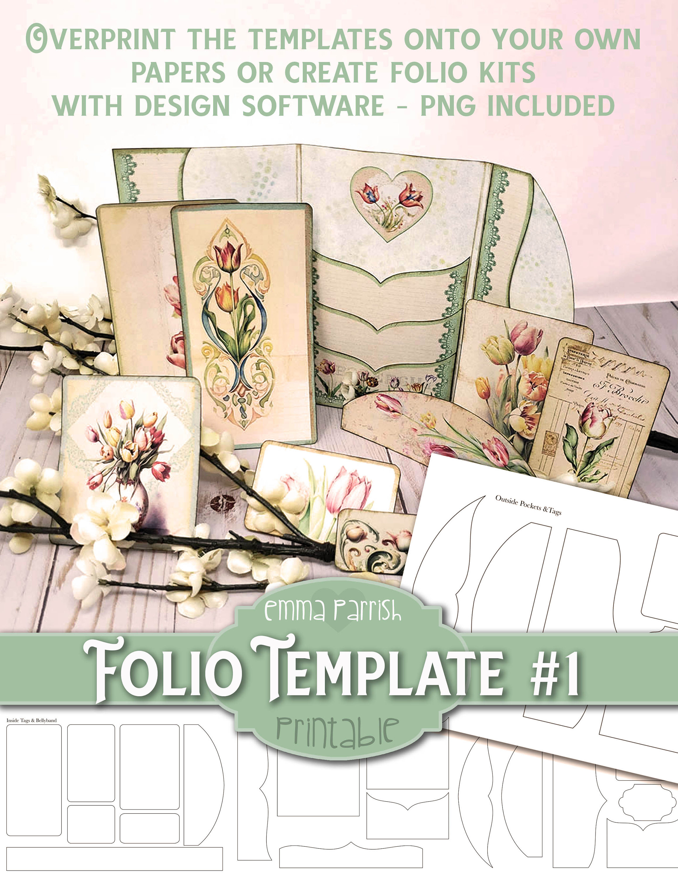 Printable Folio Template #1, Junk Journal Ephemera, Card Making ...