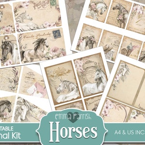Wild Horses Junk Journal Kit, Ranch, Horse, Printable, Paper, Ephemera ...