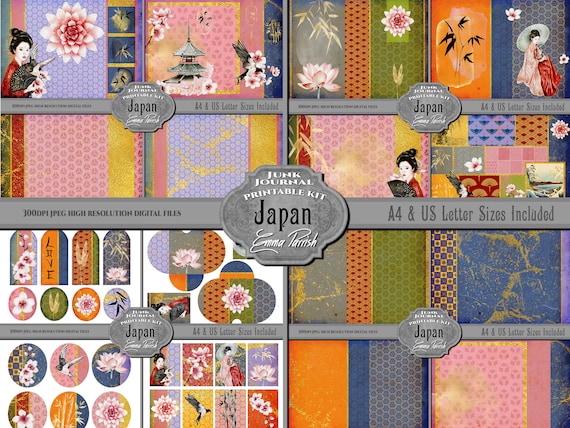 Japanese Printable Junk Journal Kit Oriental Digital - Etsy