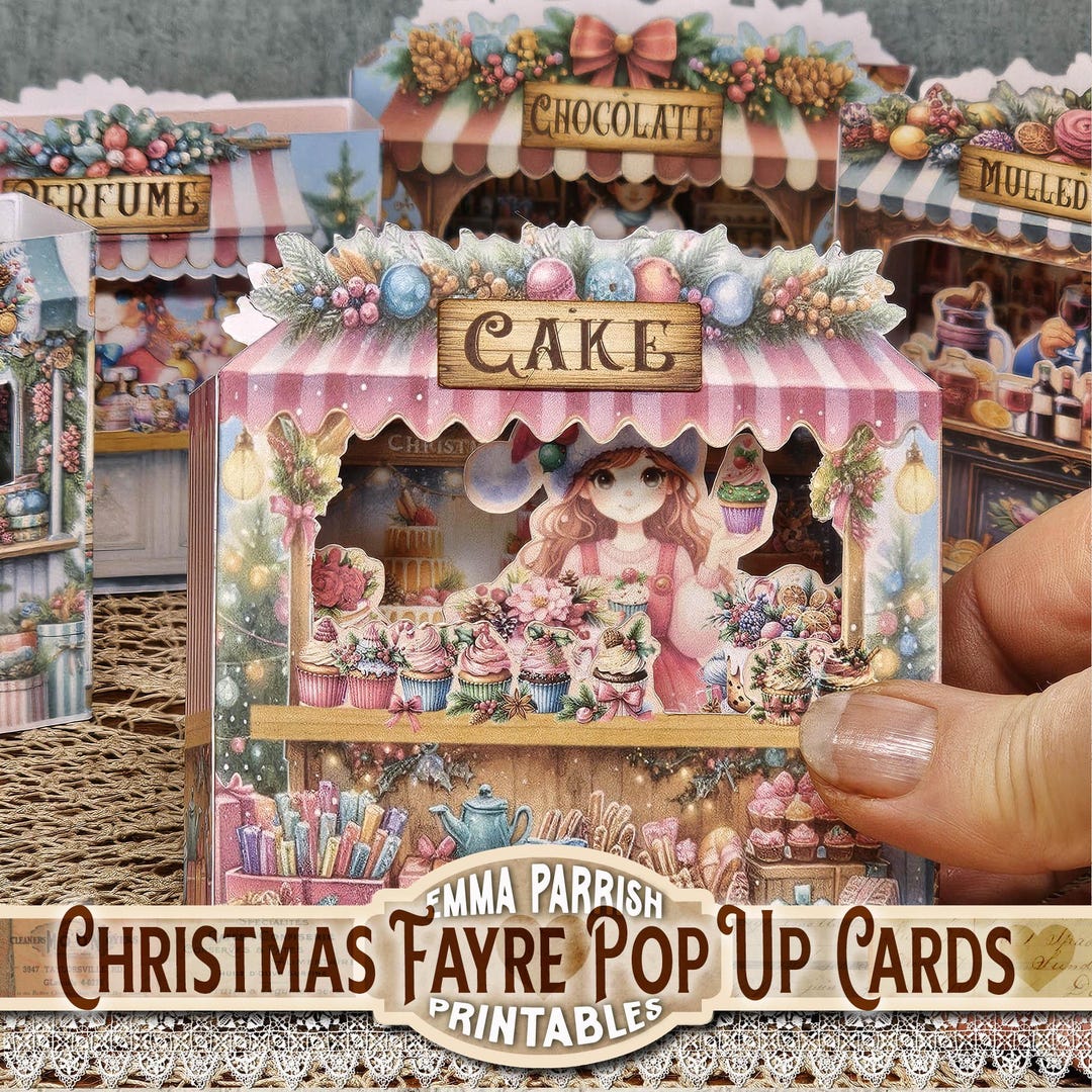 Pop-up Christmas Fayre Printables Card Kit, Set of 6, DIY 3D Papercraft ...