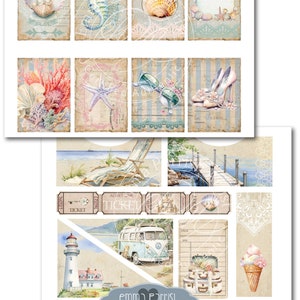 Seaside Junk Journal Kit, Beach, Ocean, Coastal, Pastel, Shabby ...