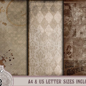 Coffee Junk Journal Printable Papers, Coffee Stained Paper, Digital ...