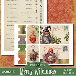 Christmas Witch Junk Journal Kit, Yule Witch, Journal Supplies, Witchy ...