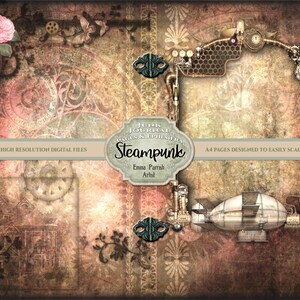 Steampunk Junk Journal Digital Kit, Vintage Victorian Fantasy Ephemera ...