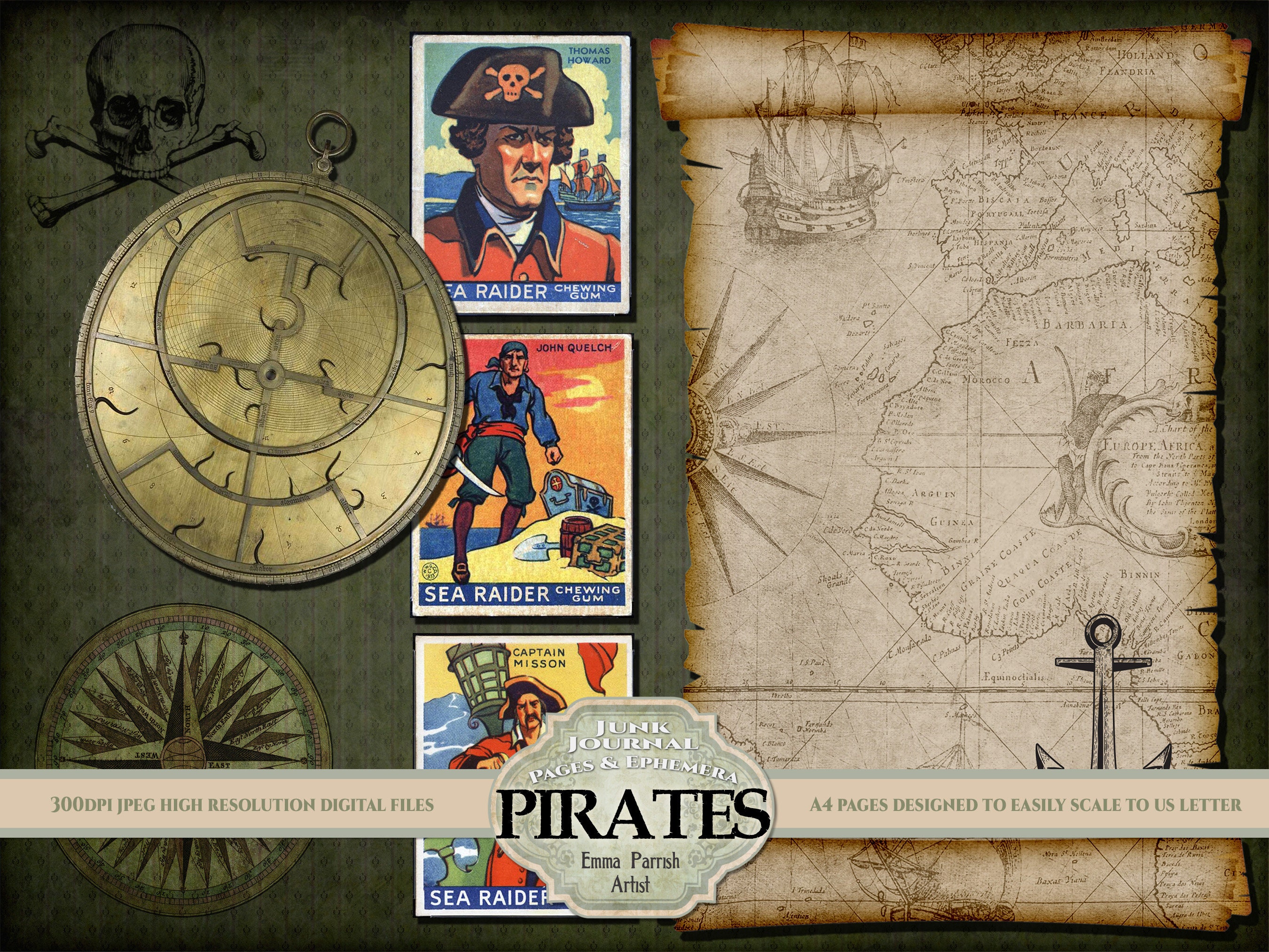 Pirate Junk Journal Kit Pirates Printable Ephemera Piracy | Etsy