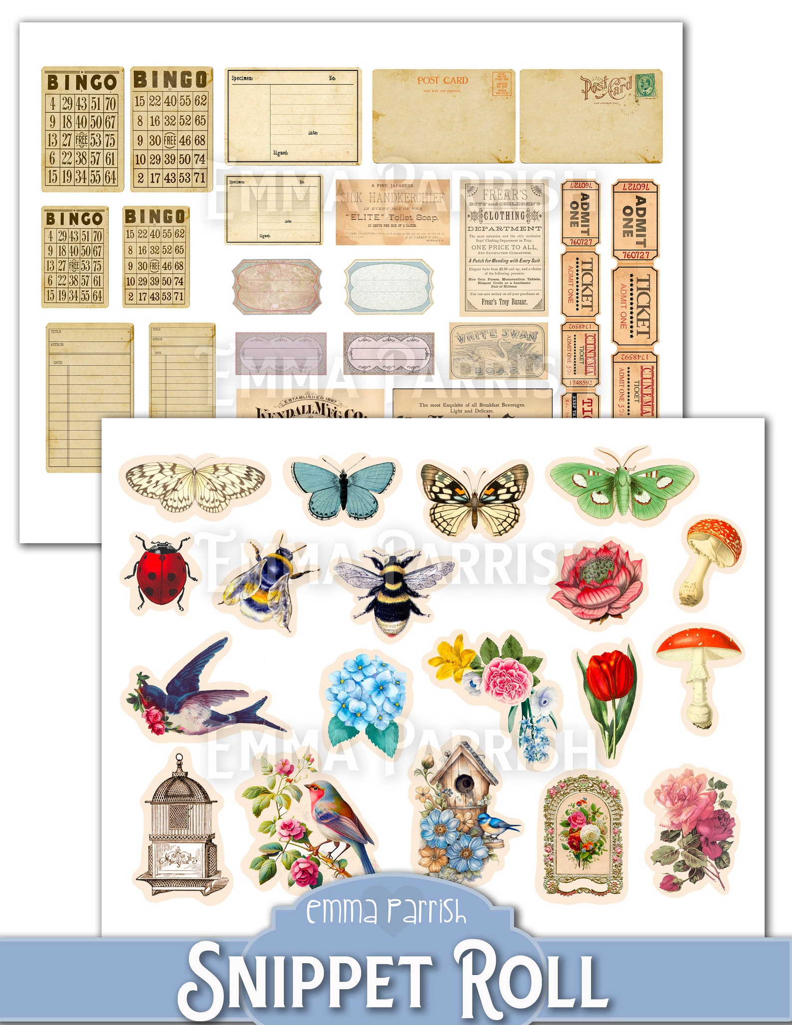 Mini Ephemera Pack for Crafting: Snippet Rolls, Tag & Card Making ...