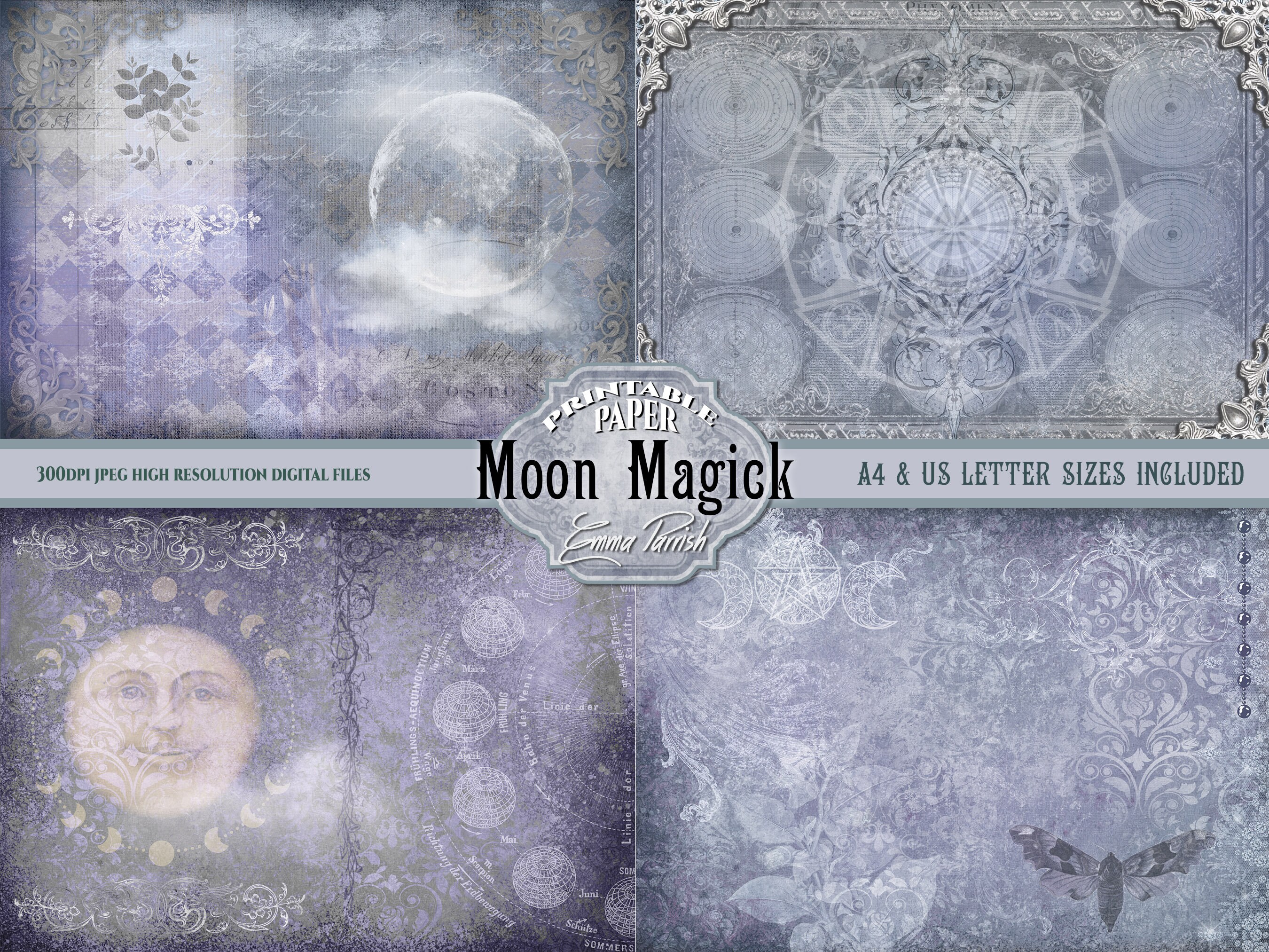 Moon Magic Printable Paper Set Junk Journal Printable Kit | Etsy UK