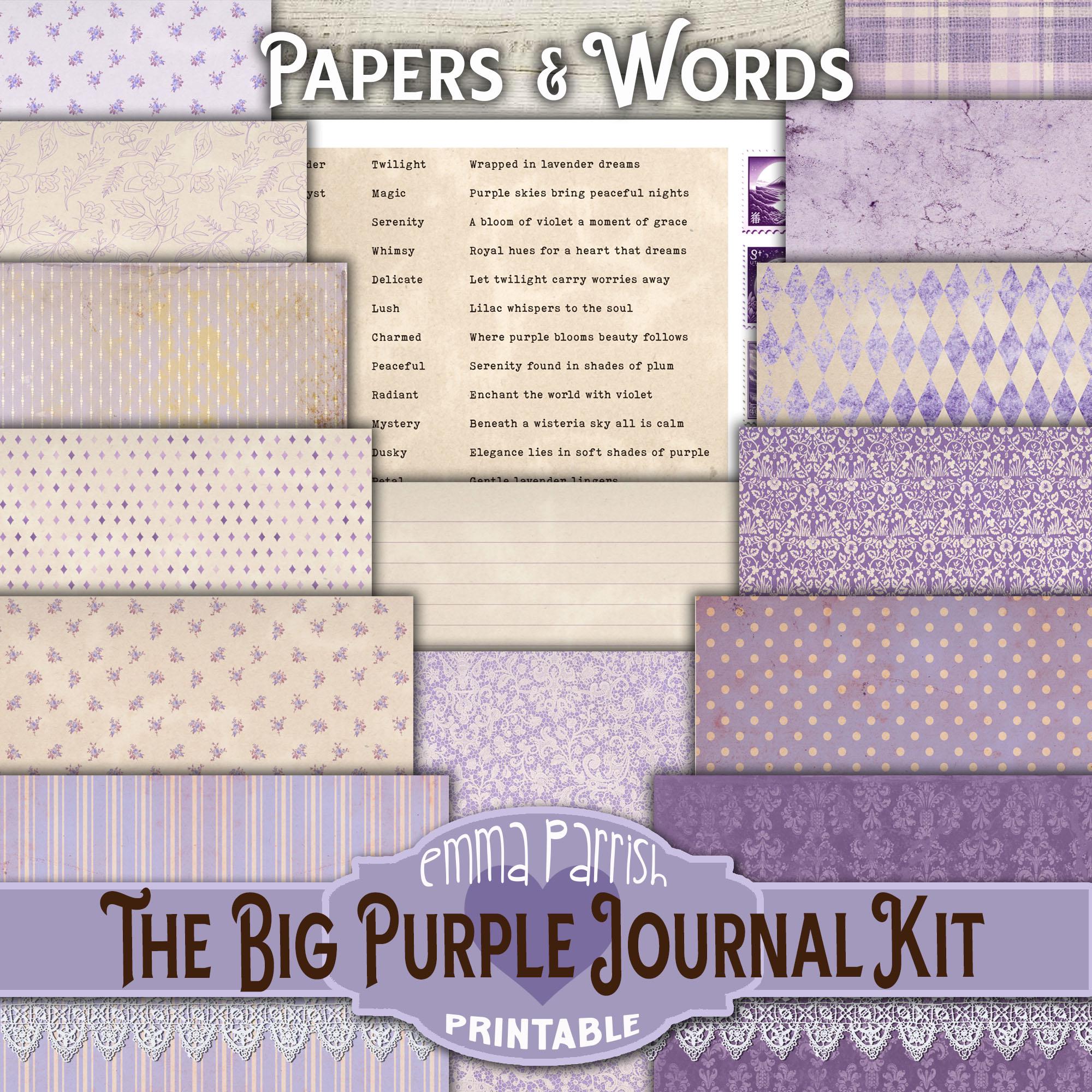 Big Purple Junk Journal Kit, Printable, Vintage Ephemera, Tags, Labels ...