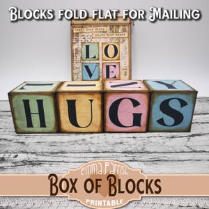 Printable 'painted Wood' Word Blocks, Rustic Home Decor, Home, Family ...