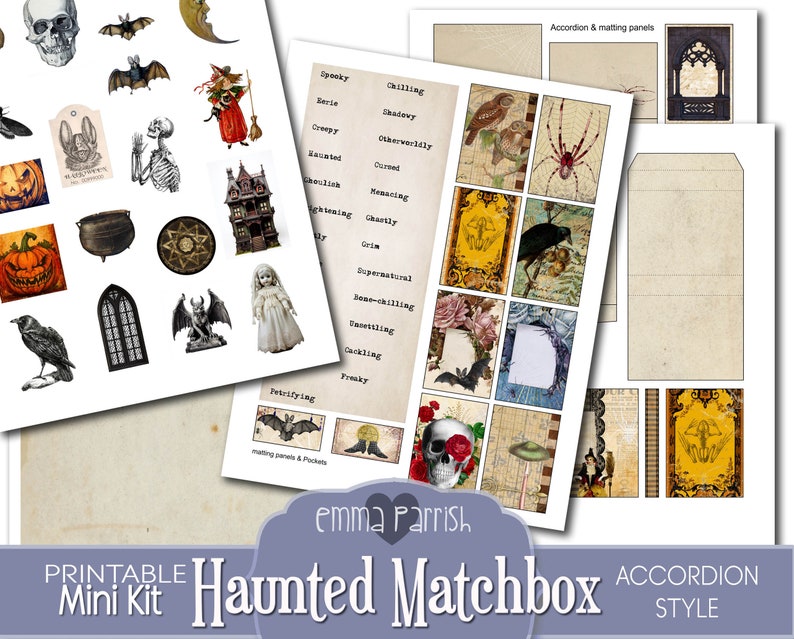 Haunted Matchbox Journal Kit, Gothic Printable Mini Journal, Ephemera ...