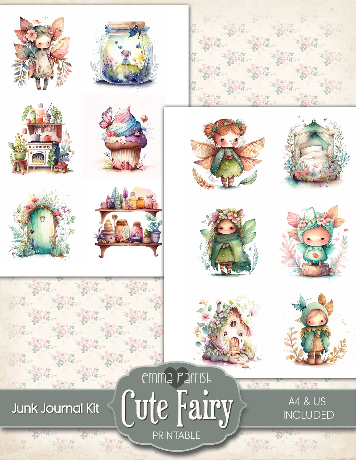Cute Fairy Printable Sticker, Clipart, Fairy Junk Journal, Cricut ...