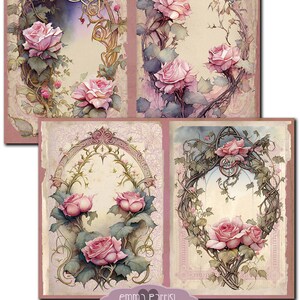 Pink Roses Junk Journal Kit, Printable, Shabby Chic, Flowers, Botanical ...