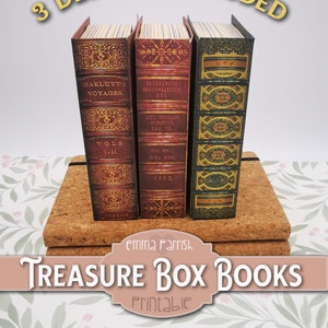 Printable Treasure Box Books, Antique Book Box, Faux Book, Papercraft ...