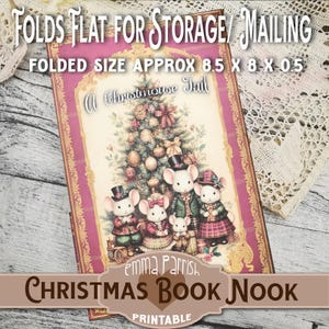 Christmas Mice Book Nook, Printable, Christmas Decoration, Lights, Old ...