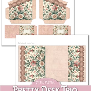 Printable Junk Journal Ephemera Storage, Pretty Desk Tidy Trio, Shabby ...