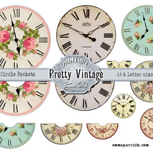 Pretty Vintage Circle Printable Pocket Tag Kit, Junk Journal Nesting ...