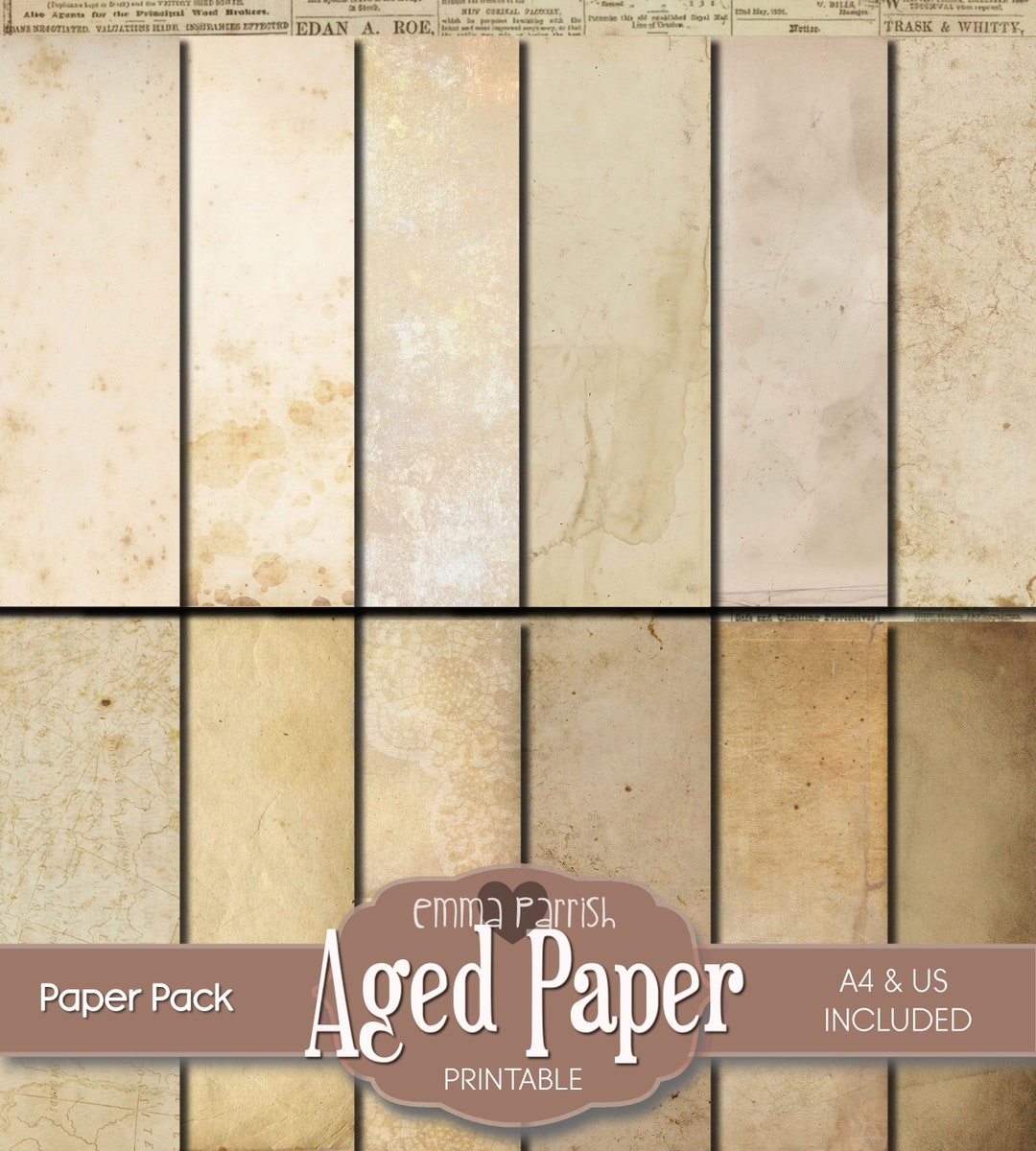 Aged Paper, Old Vintage Printable Paper Pack, Coffee Dyed, Tea Stained ...
