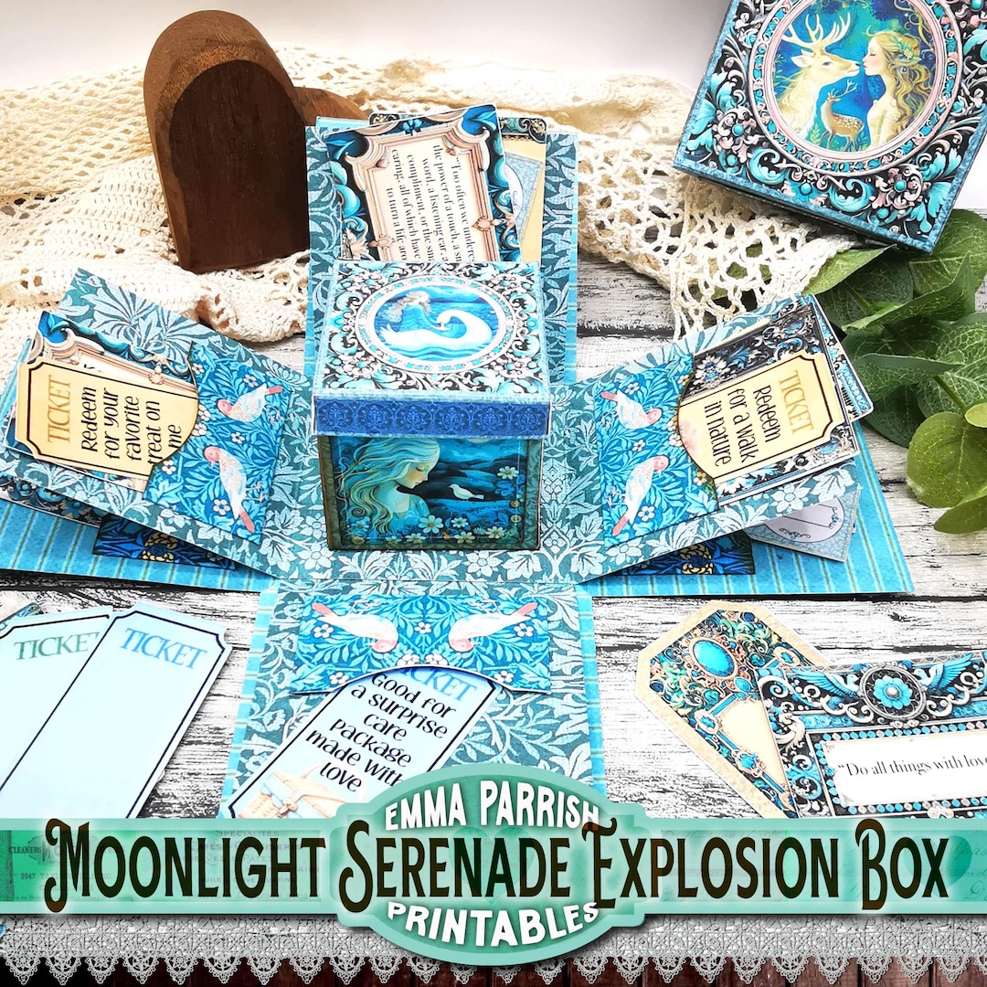 Moonlight Serenade Explosion Box, Gift Box Printable, Valentines Love ...