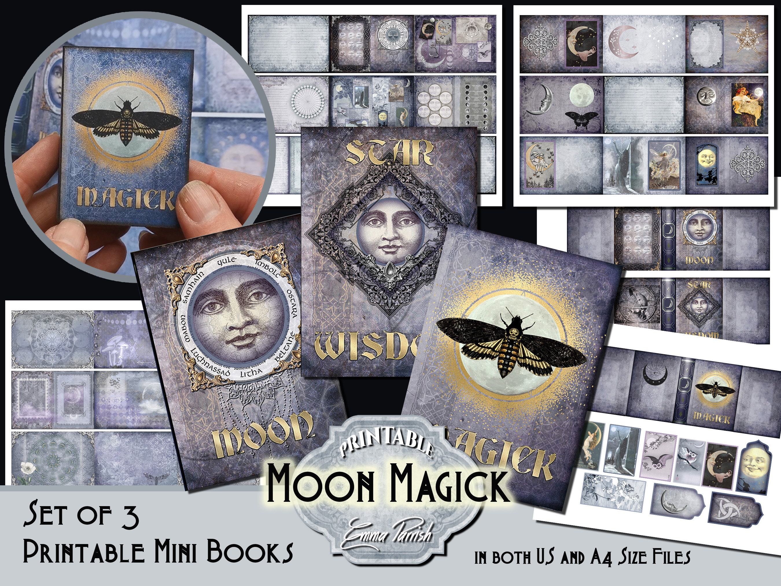Moon Magic Mini Books Printable Junk Journal Gothic Wicca - Etsy