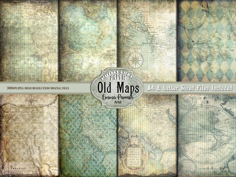 Printable Travel Junk Journal Papers Old Map Pages Vintage - Etsy