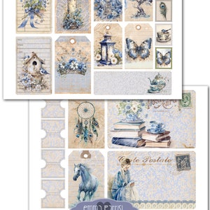 Blue Junk Journal Kit, Shabby, Vintage, Butterflies, Floral, Dream ...