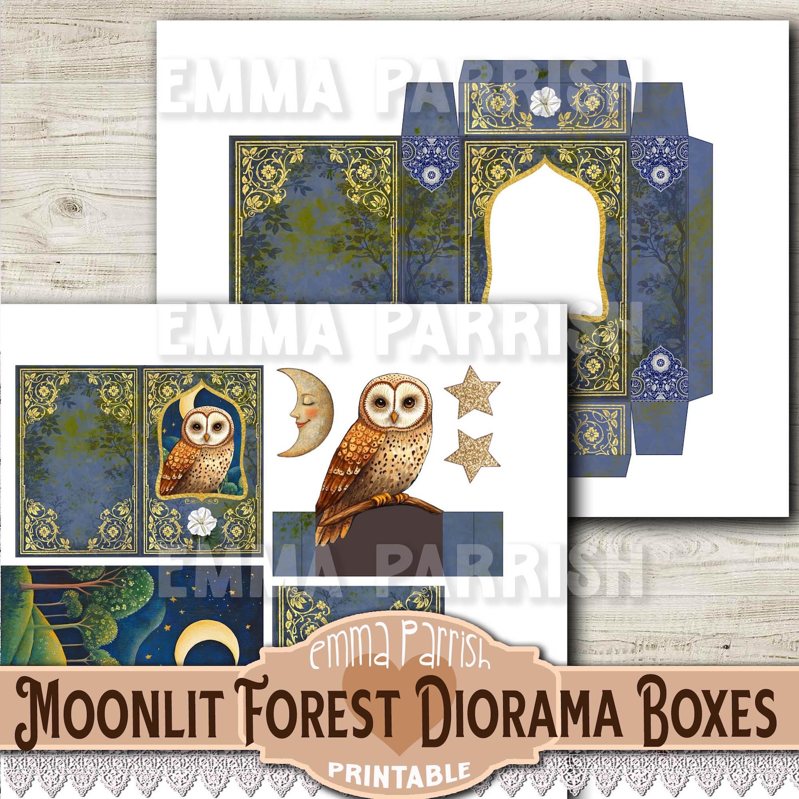 3 Foldable Diorama Boxes, Hare, Owl, Fox, Forest Woodland Animals ...