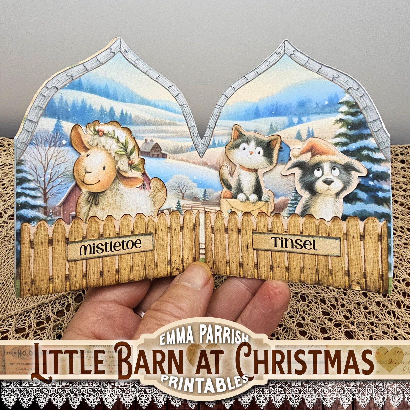 Little Christmas Barn Mini Folio Book, Printable Kit, Accordion, Wallet ...