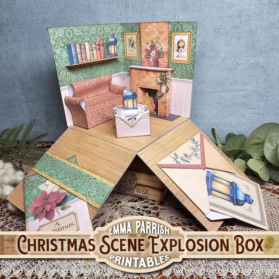 Christmas Explosion Box Printable Kit, DIY Gift Card Holder, Handmade ...