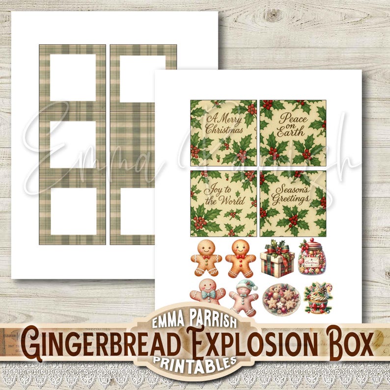 Gingerbread House Explosion Box, Gift Box Printable, Christmas Handmade ...