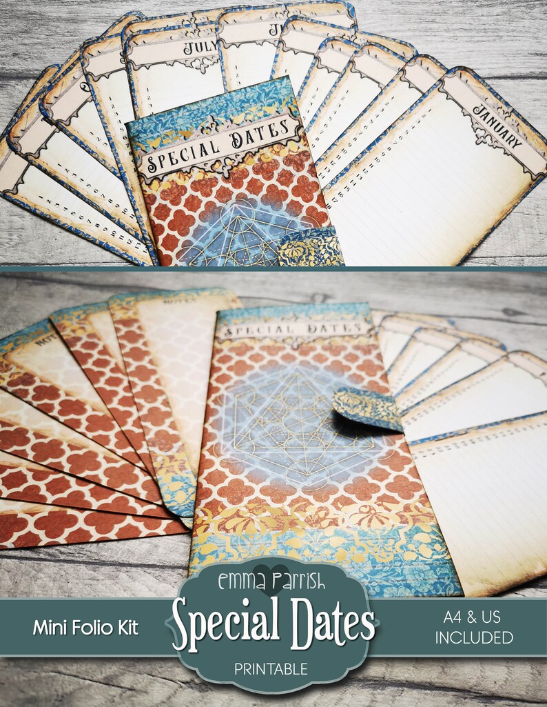 Printable Diary Planner Folio, Junk Journal Calendar Folder, Birthday ...