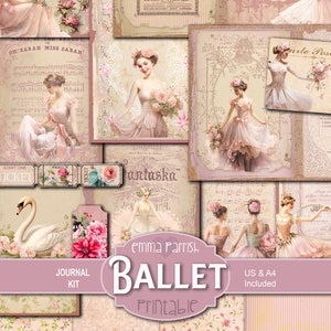 Ballet Junk Journal Kit, Printable, Dance, Pink, Peach, Shabby Chic ...
